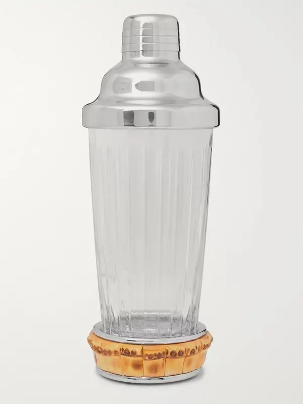 LORENZI MILANO Glass, Bamboo And Stainless Steel Cocktail Shaker - Silver