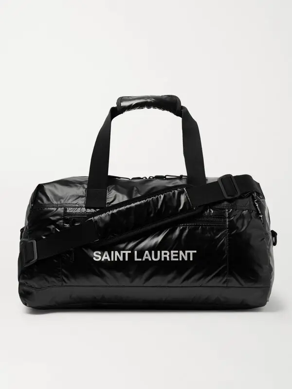 Saint Laurent - Logo-Print Glossed-Nylon Duffle Bag