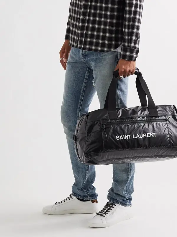 Saint Laurent - Logo-Print Glossed-Nylon Duffle Bag