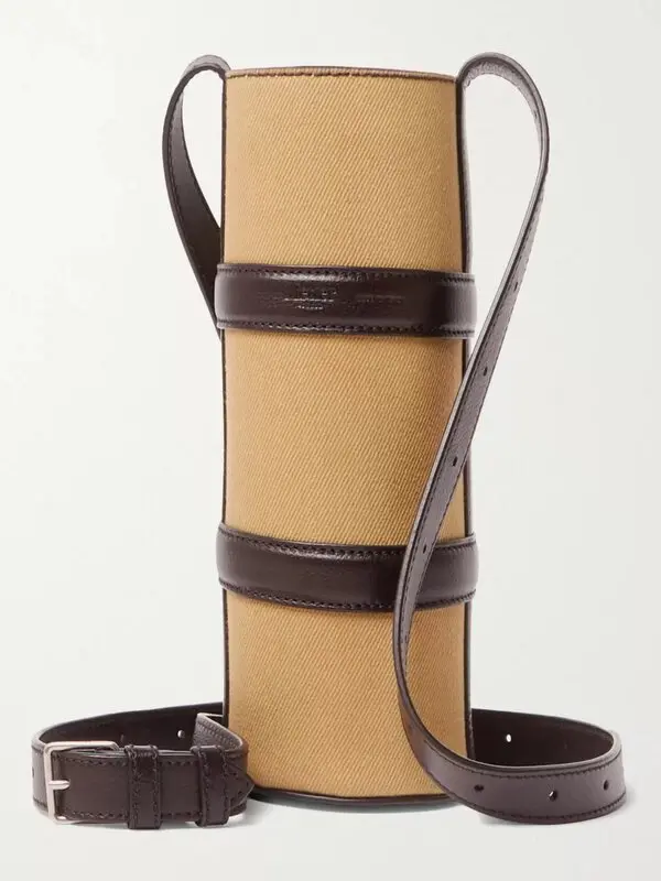 METIER Leather-trimmed Twill Umbrella Holder