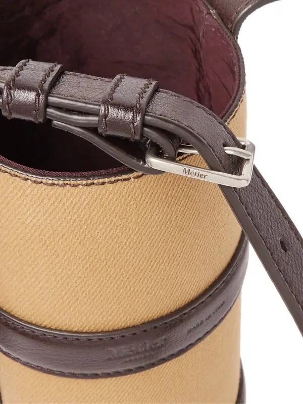 METIER Leather-trimmed Twill Umbrella Holder