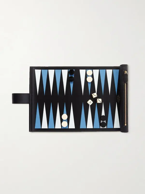 Smythson Travel Panama Cross-grain Leather Backgammon Roll