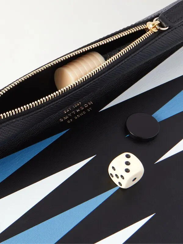 Smythson Travel Panama Cross-grain Leather Backgammon Roll