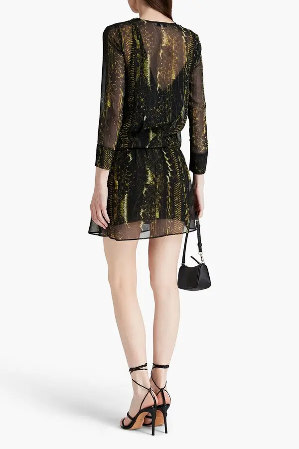 IRO PARIS Akley Wrap-effect Snakeprint Mini Dress