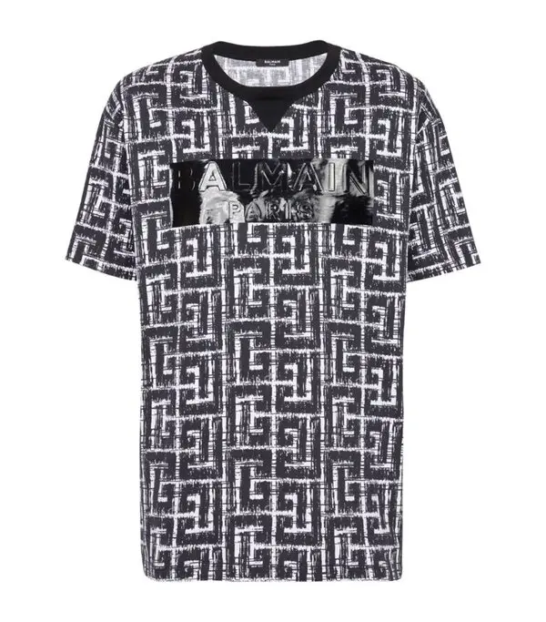 Balmain Cotton Tape Monogram T-Shirt White Editorialist