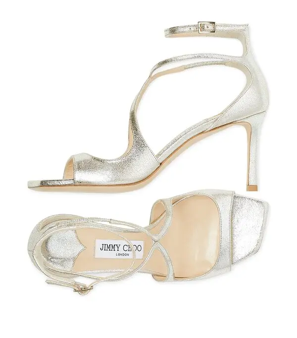 JIMMY CHOO Azia 75 Leather Sandals - Neutral