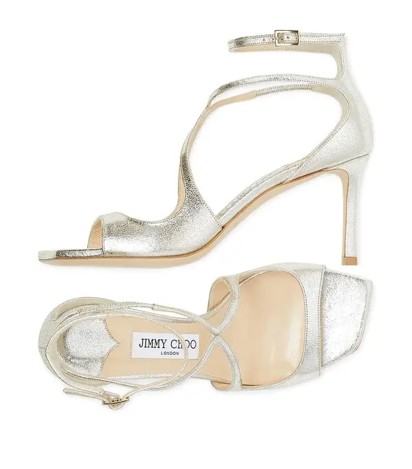 JIMMY CHOO Azia 75 Leather Sandals - Neutral