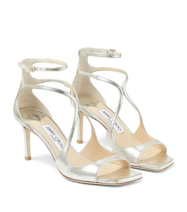 JIMMY CHOO Azia 75 Leather Sandals - Neutral