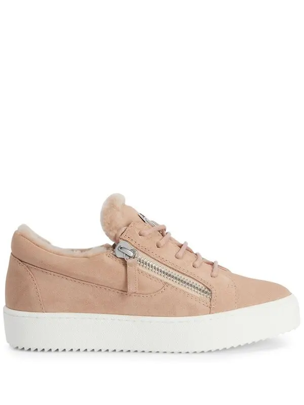 GIUSEPPE ZANOTTI Gail Shearling-trim Sneakers - Pink