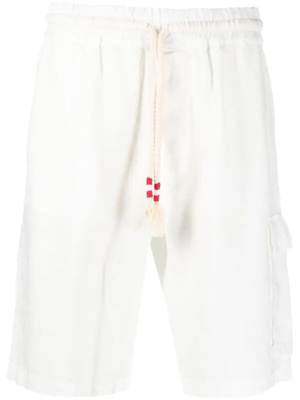 MC2 SAINT BARTH Linen Drawstring Cargo Shorts - White
