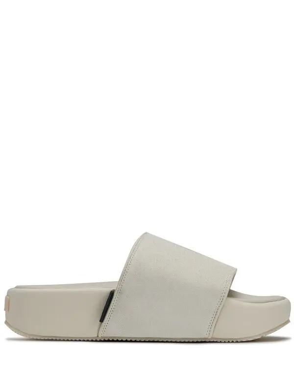 Y3 Leather And Suede Slides - Grey