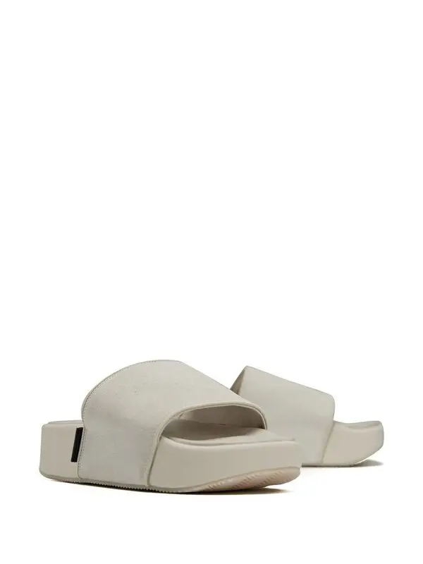 Y3 Leather And Suede Slides - Grey