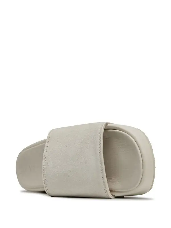 Y3 Leather And Suede Slides - Grey