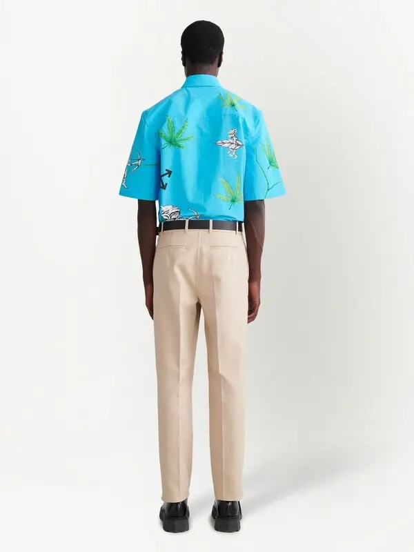 Off-White Cotton Tailored Trousers - Neutrals