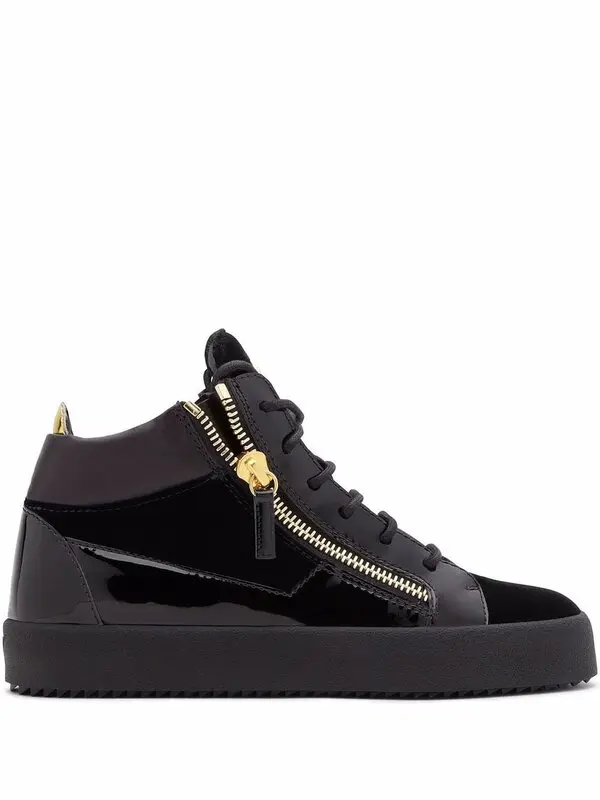 GIUSEPPE ZANOTTI Kriss Velvet Mid-top Sneakers - Black