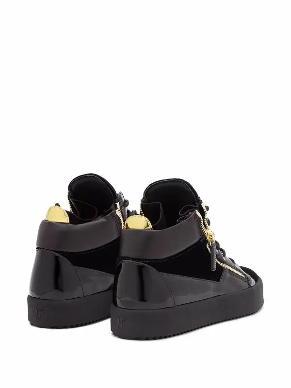 GIUSEPPE ZANOTTI Kriss Velvet Mid-top Sneakers - Black