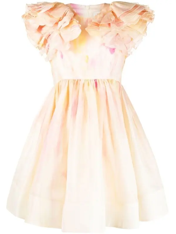 Zimmermann Prima Ruffle Mini Dress - Pink