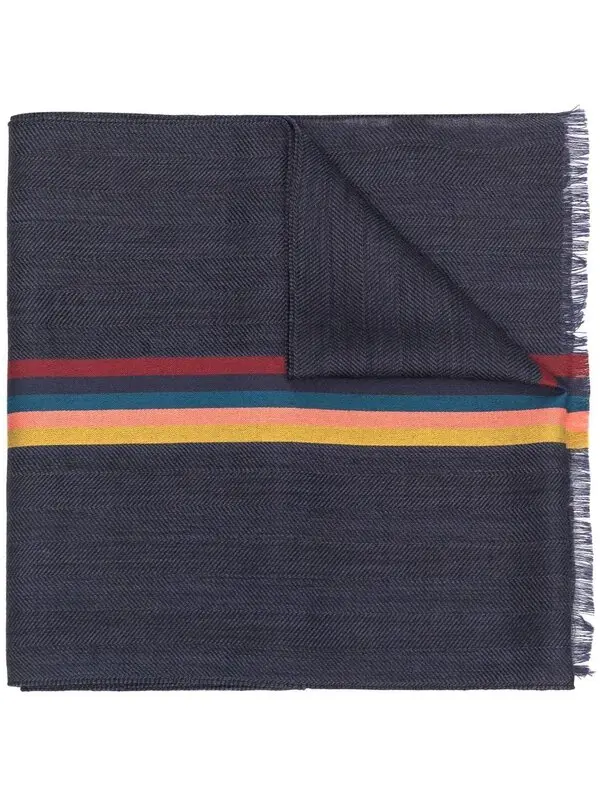 Paul Smith Striped Virgin Wool-blend Scarf - Blue