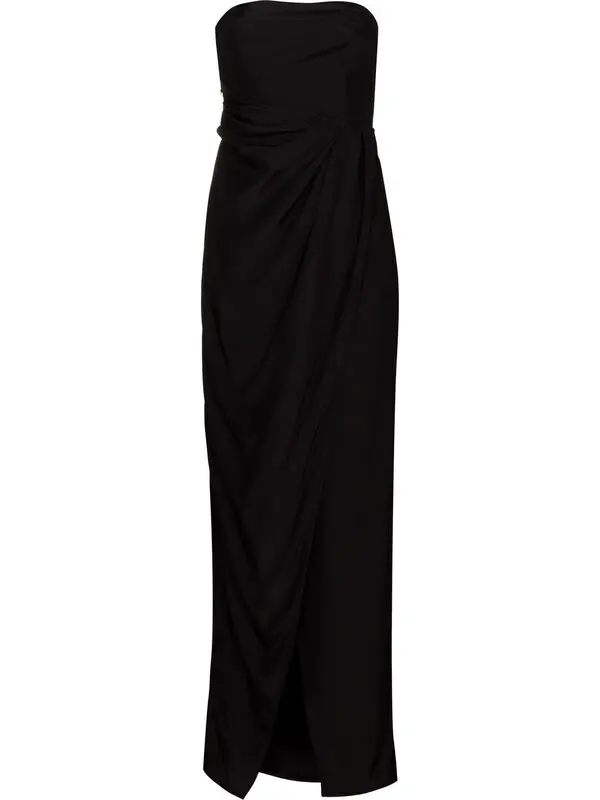 Gauge81 Silk Strapless Wrap Dress - Black