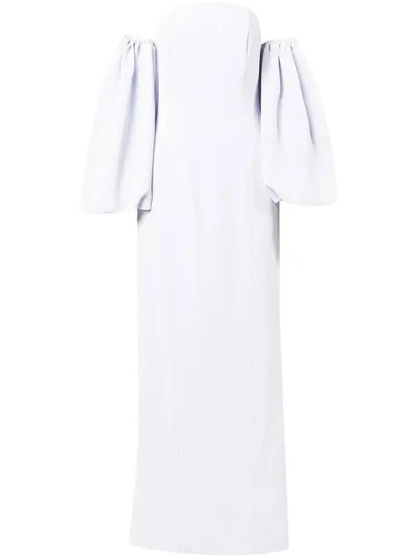BAZZA ALZOUMAN Off-shoulder Puff-sleeve Gown - Blue