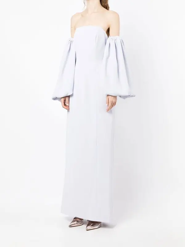 BAZZA ALZOUMAN Off-shoulder Puff-sleeve Gown