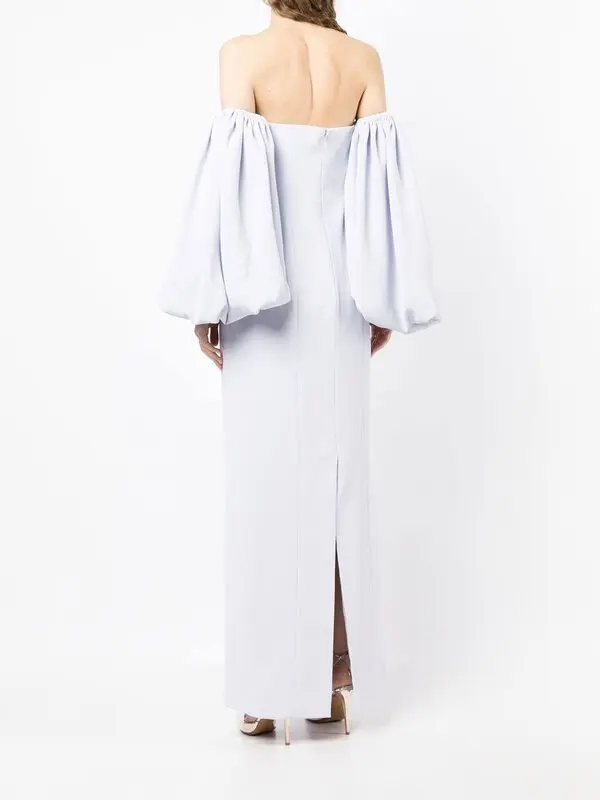 BAZZA ALZOUMAN Off-shoulder Puff-sleeve Gown
