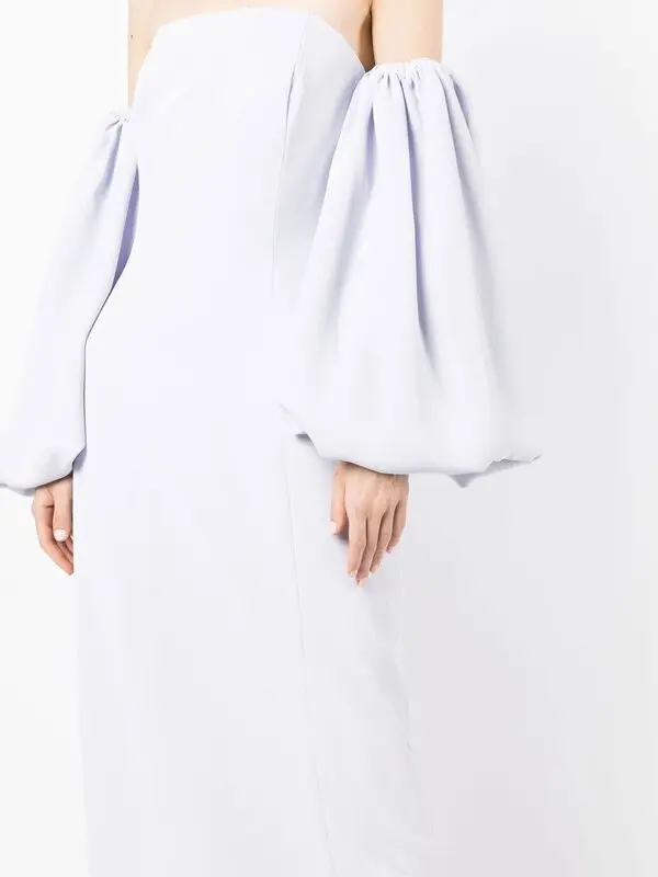 BAZZA ALZOUMAN Off-shoulder Puff-sleeve Gown