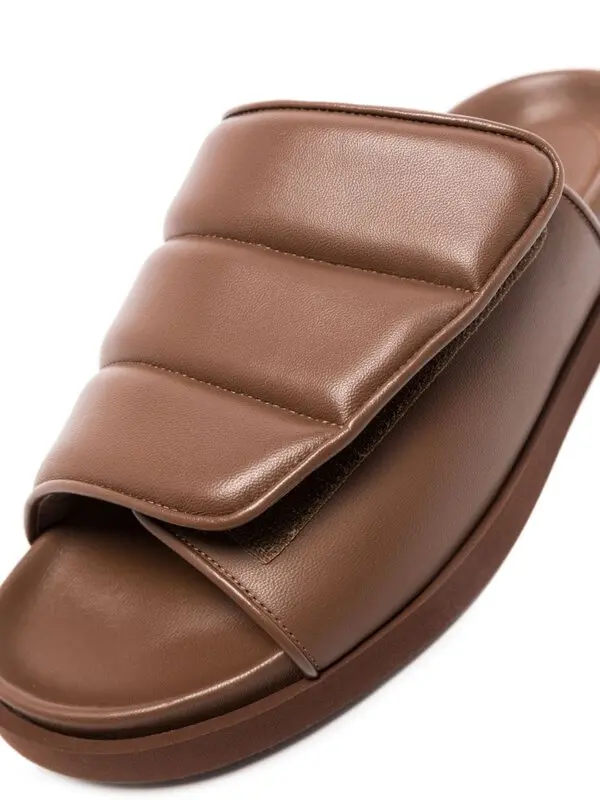 GIABORGHINI Padded Leather Slides - Brown