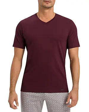 Hanro Cotton Solid V-neck Tee