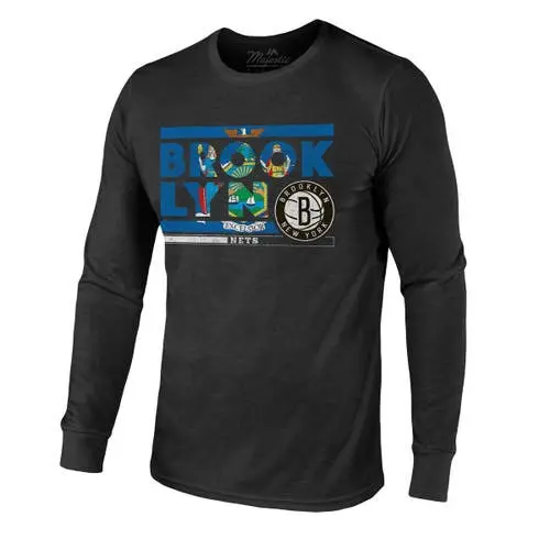 MAJESTIC THREADS Brooklyn Nets Long Sleeve T-shirt - Black