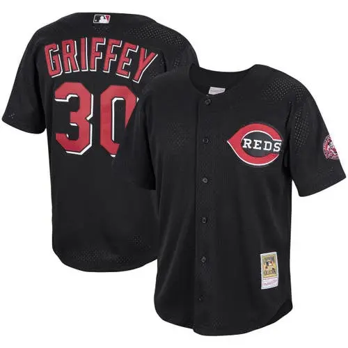 Mitchell & Ness Cincinnati Reds Ken Griffey Jr. Cooperstown Collection Mesh Batting Practice Button-up Jersey