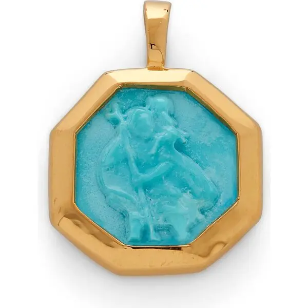 Monica Vinader Turquoise St. Christopher Pendant - Yellow Gold