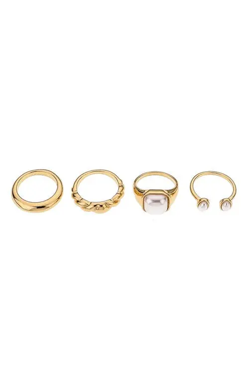 Ettika Set Of 4 Rings - Gold/pearl