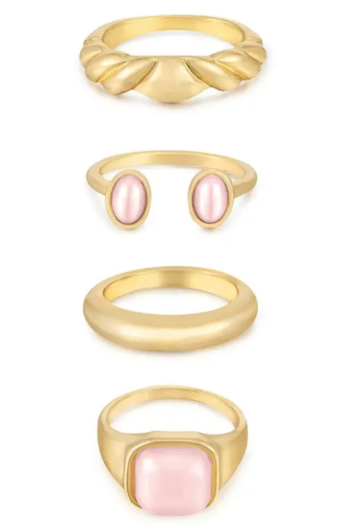 Ettika Set Of 4 Rings - Pink