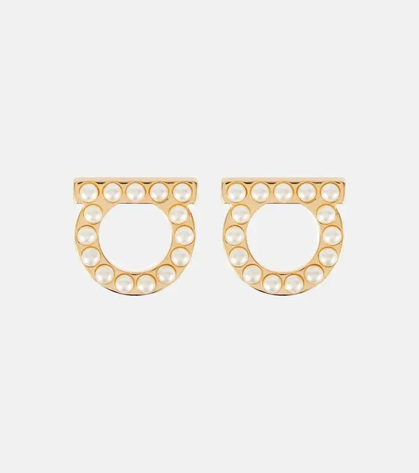 FERRAGAMO Gancio Faux Pearl-embellished Earrings - Gold