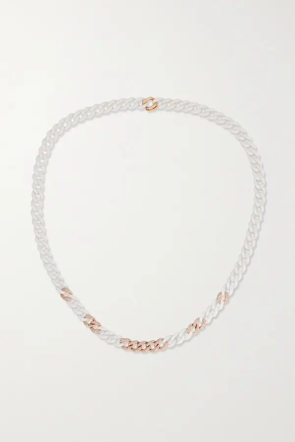 Shay Ceramic, 18-karat And Diamond Link Necklace - Gold