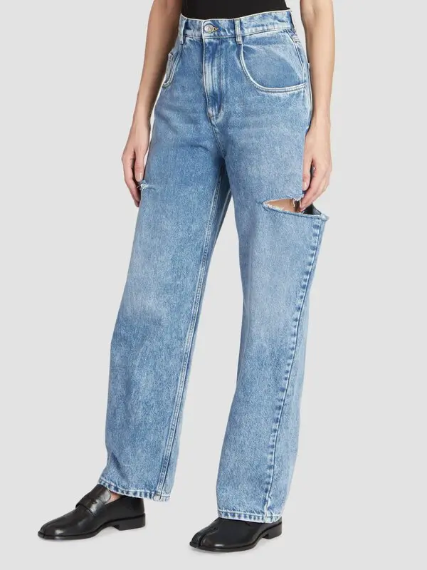 MAISON MARGIELA Wide-leg Slashed Cut-out Jeans - Medium Blue