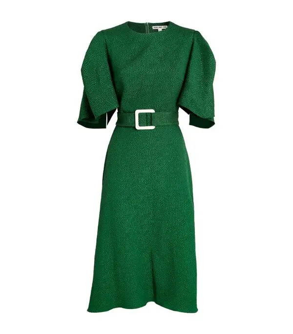 Edeline Lee Belted Mabel Midi Dress - Green | Editorialist