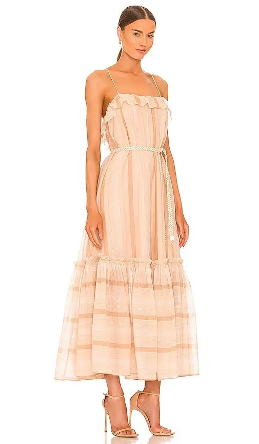 Zimmermann Ruffle Hem Long Dress In Cream
