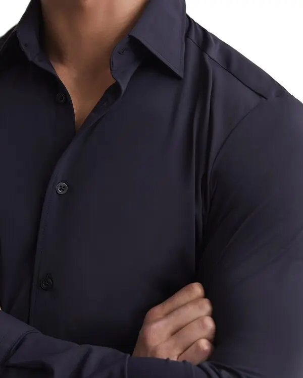 REISS Voyager Stretch Performance Solid Regular Fit Button Down Travel Shirt
