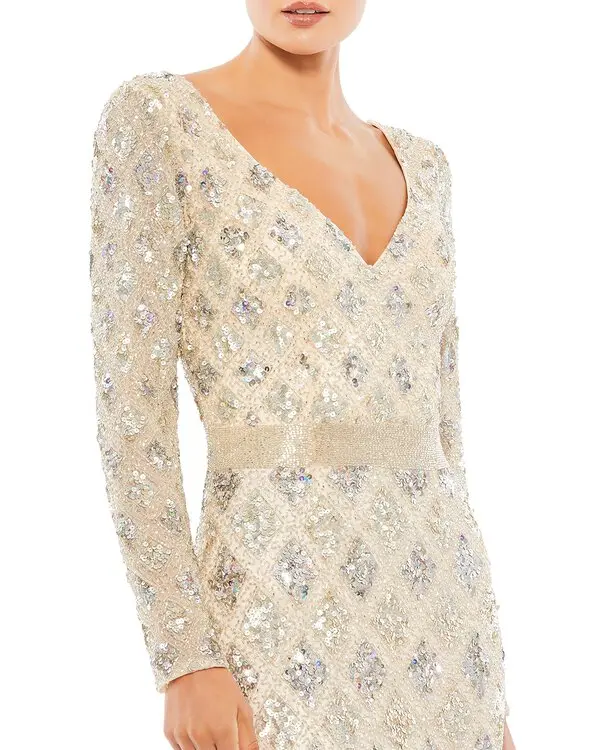 Mac Duggal Geometric Embellished Evening Gown
