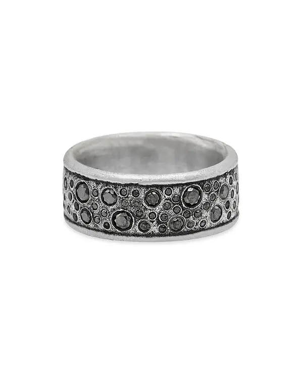 John Varvatos Sterling Silver And Black Diamond Band - Black/silver