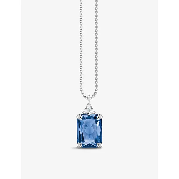 THOMAS SABO Sterling Silver, Cubic Zirconia, And Stone Pendant Necklace - Blue