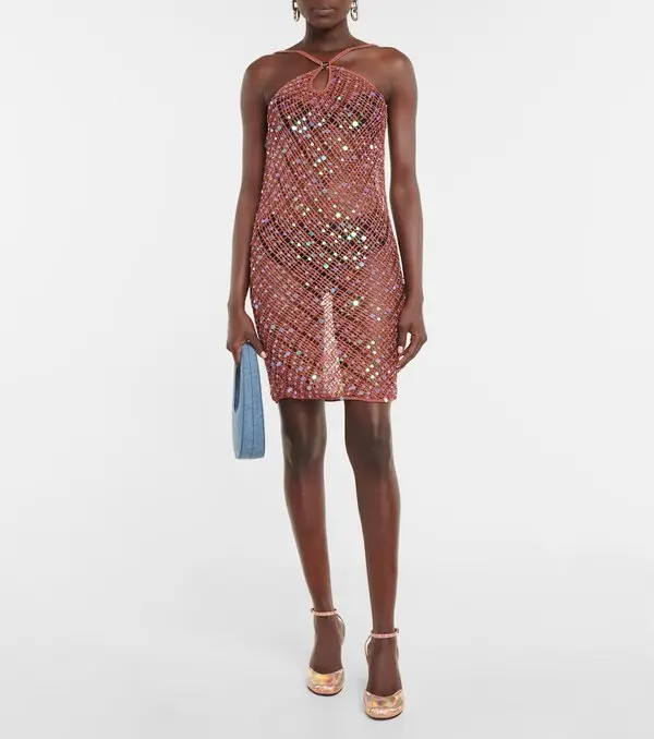Coperni Sequin-Embellished Crochet Mini Dress In Orange - 30% Off |  Editorialist