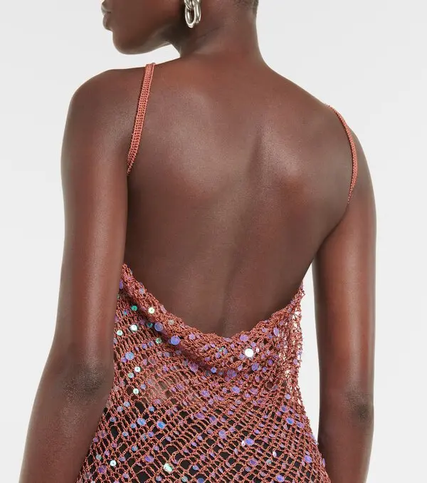 Coperni Sequin-Embellished Crochet Mini Dress In Orange - 30% Off |  Editorialist