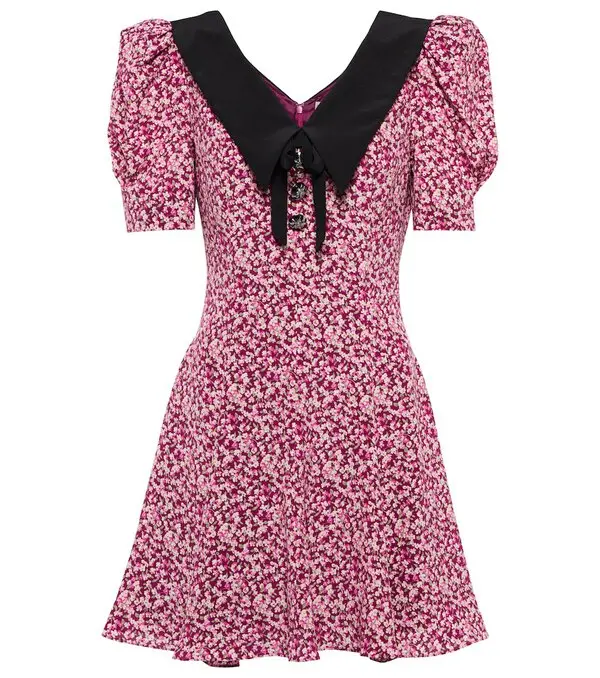 Alessandra Rich Floral Silk Minidress
