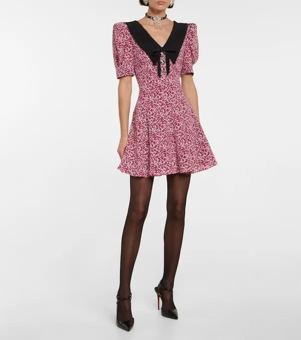 Alessandra Rich Floral Silk Minidress