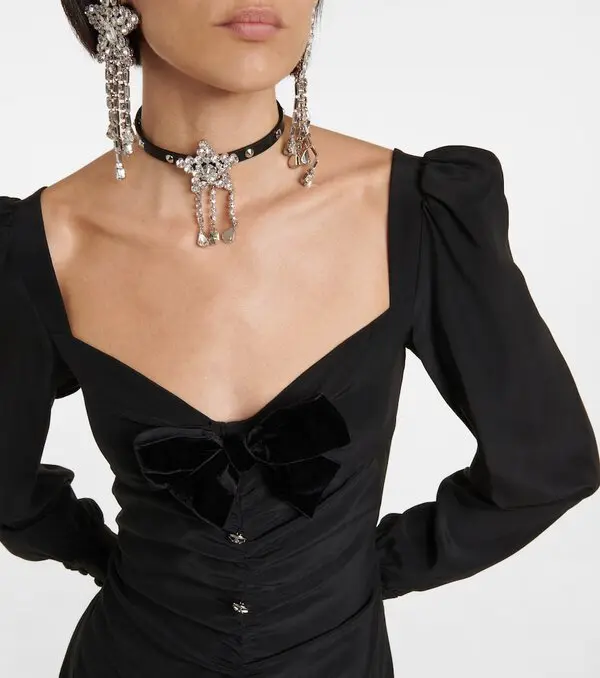 Alessandra Rich Ruched Silk Midi Dress