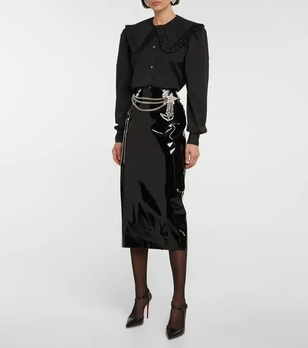 Alessandra Rich Vinyl Midi Skirt