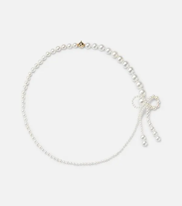 Sophie Bille Brahe Peggy Rosette Pearl Necklace - White